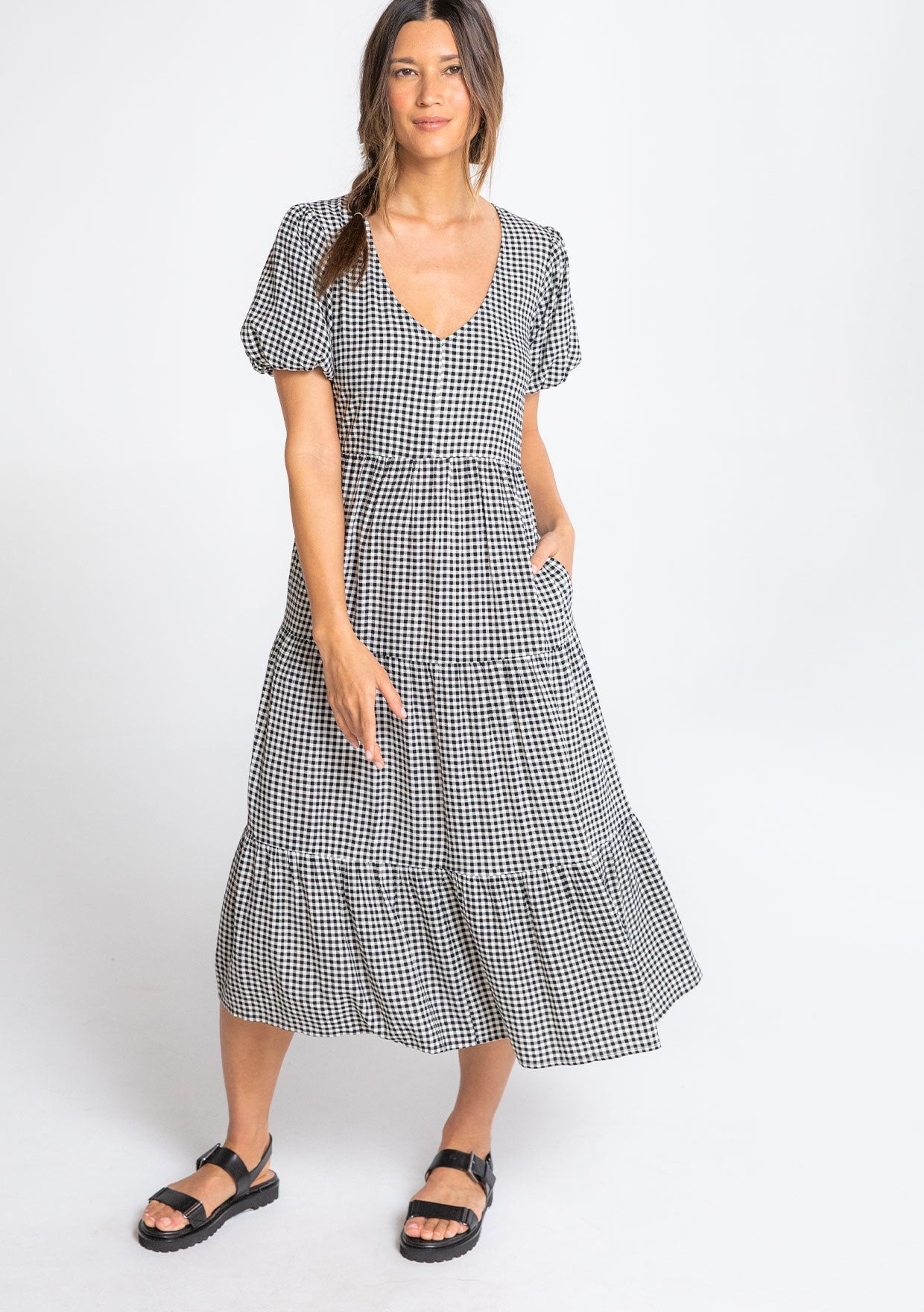 Beatrix Gingham Linen Midi Dress – Simply Tuesday Clothing